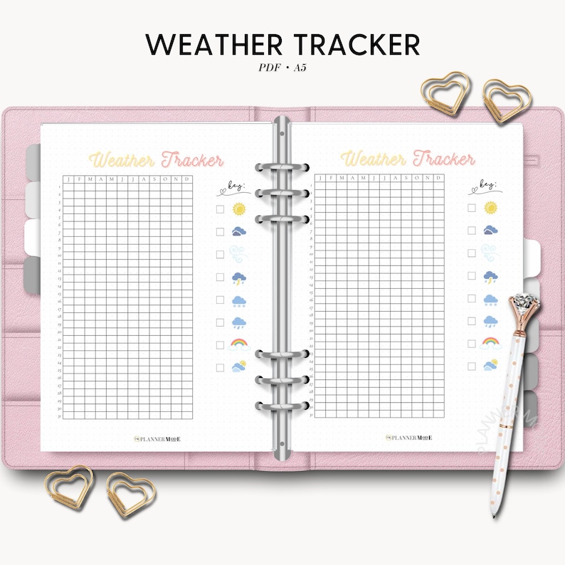 Weather Tracker, Weather Report Tracker, Weather Log, Yearly ...