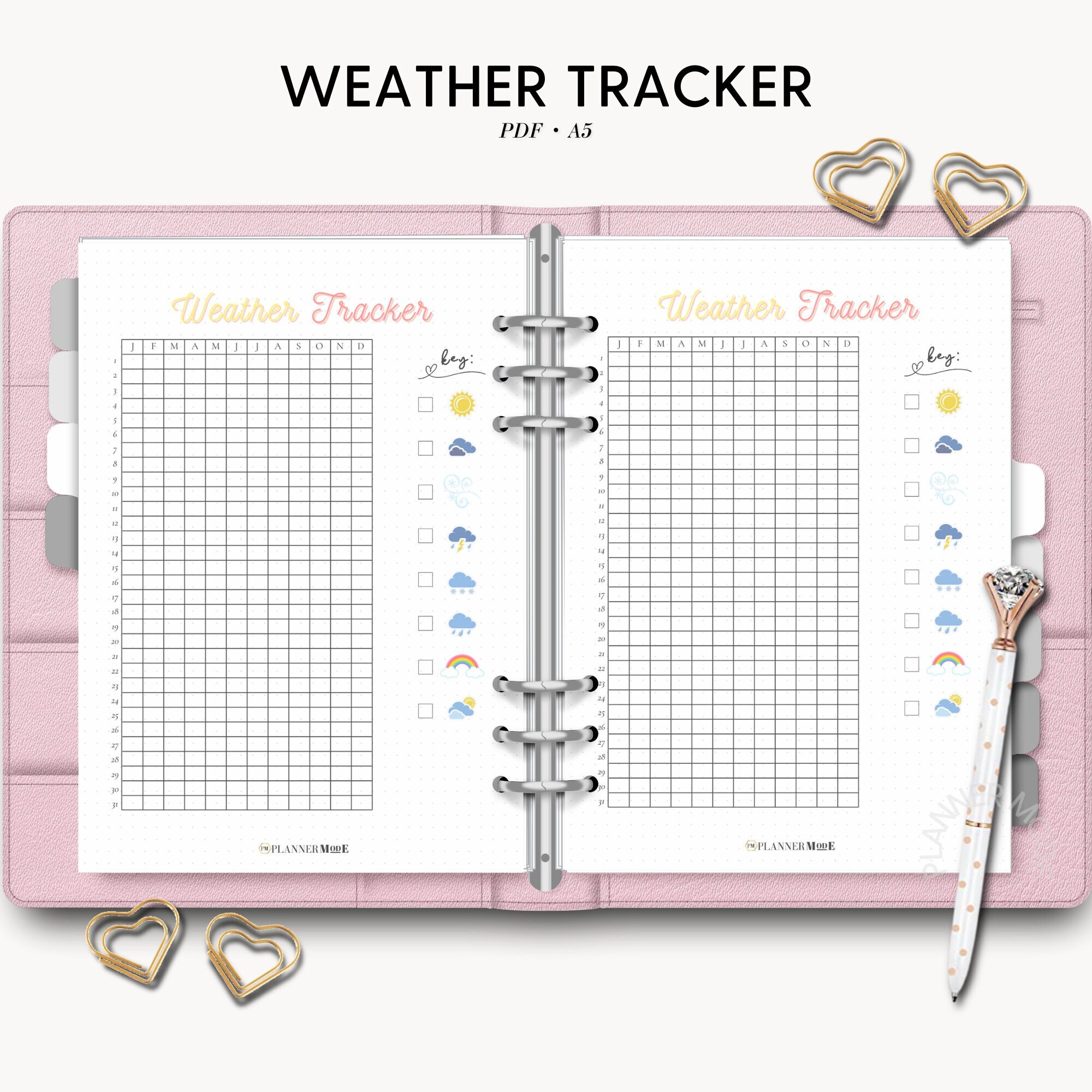 Weather Tracker, Weather Report Tracker, Weather Log, Yearly ...