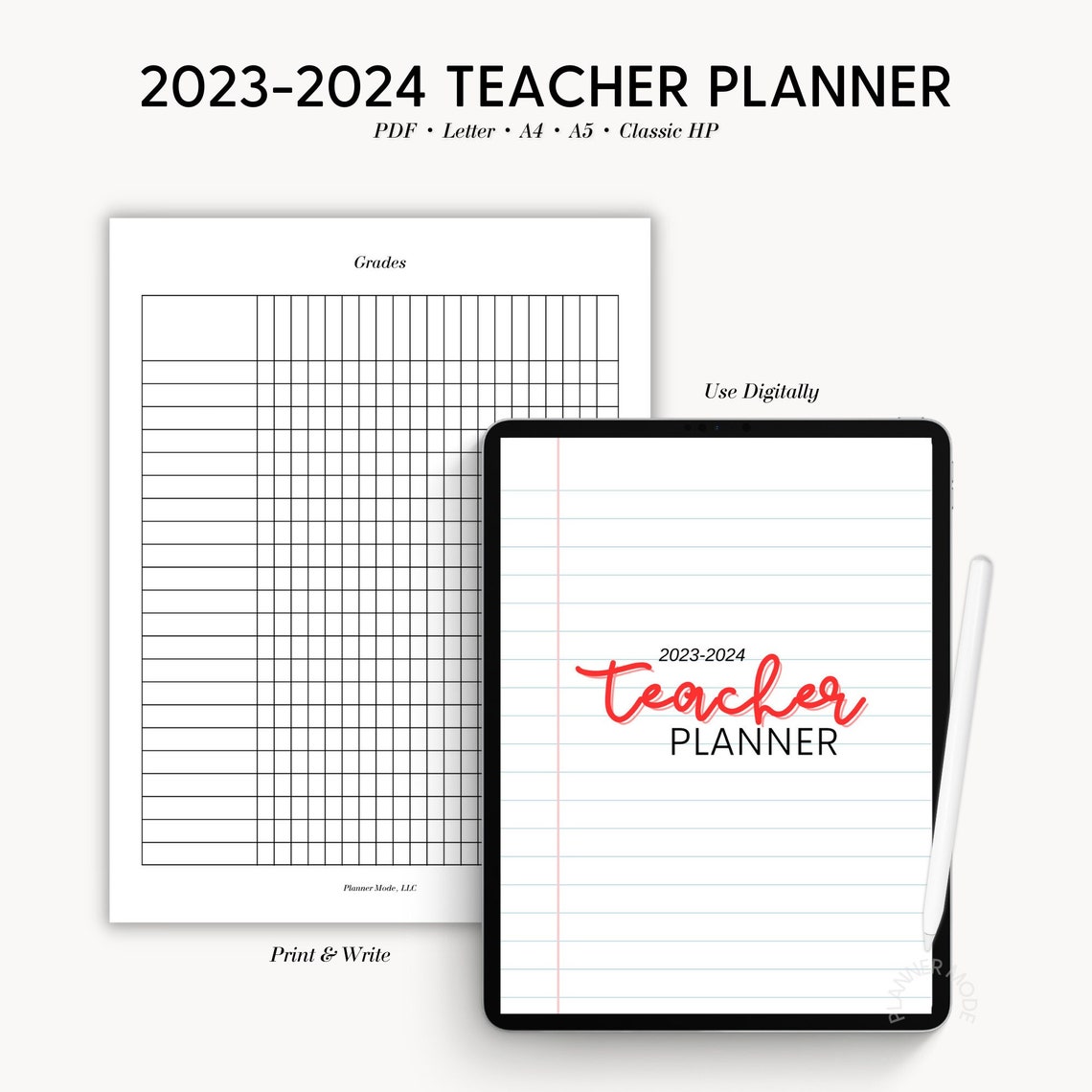 2023 2024 Teacher Planner Printable, Teacher Planner, Gradebook ...