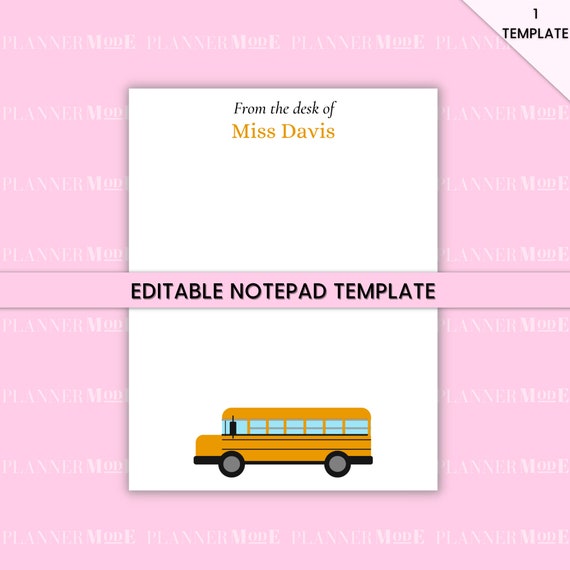 School Bus Custom Teacher Notepad Office Notepad - Etsy