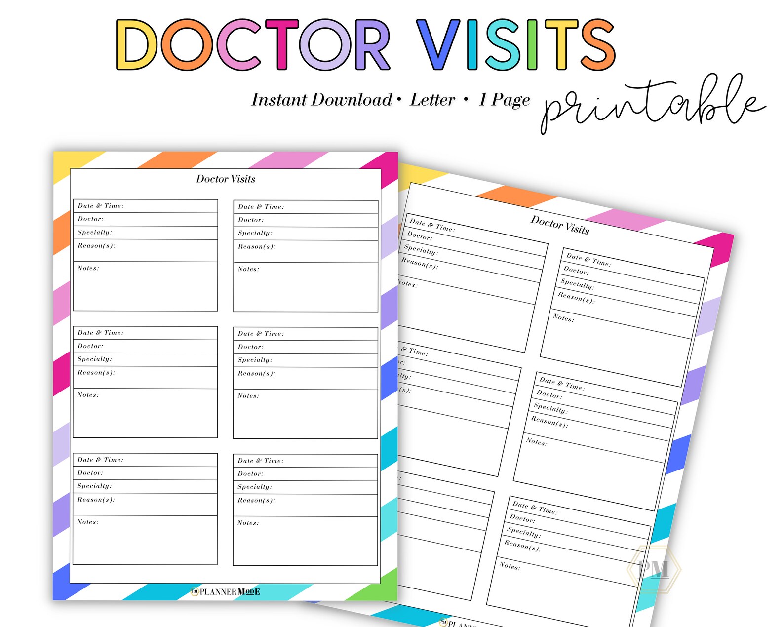 Doctor Visit Printable: Medical Appointment Tracker (letter Size ...