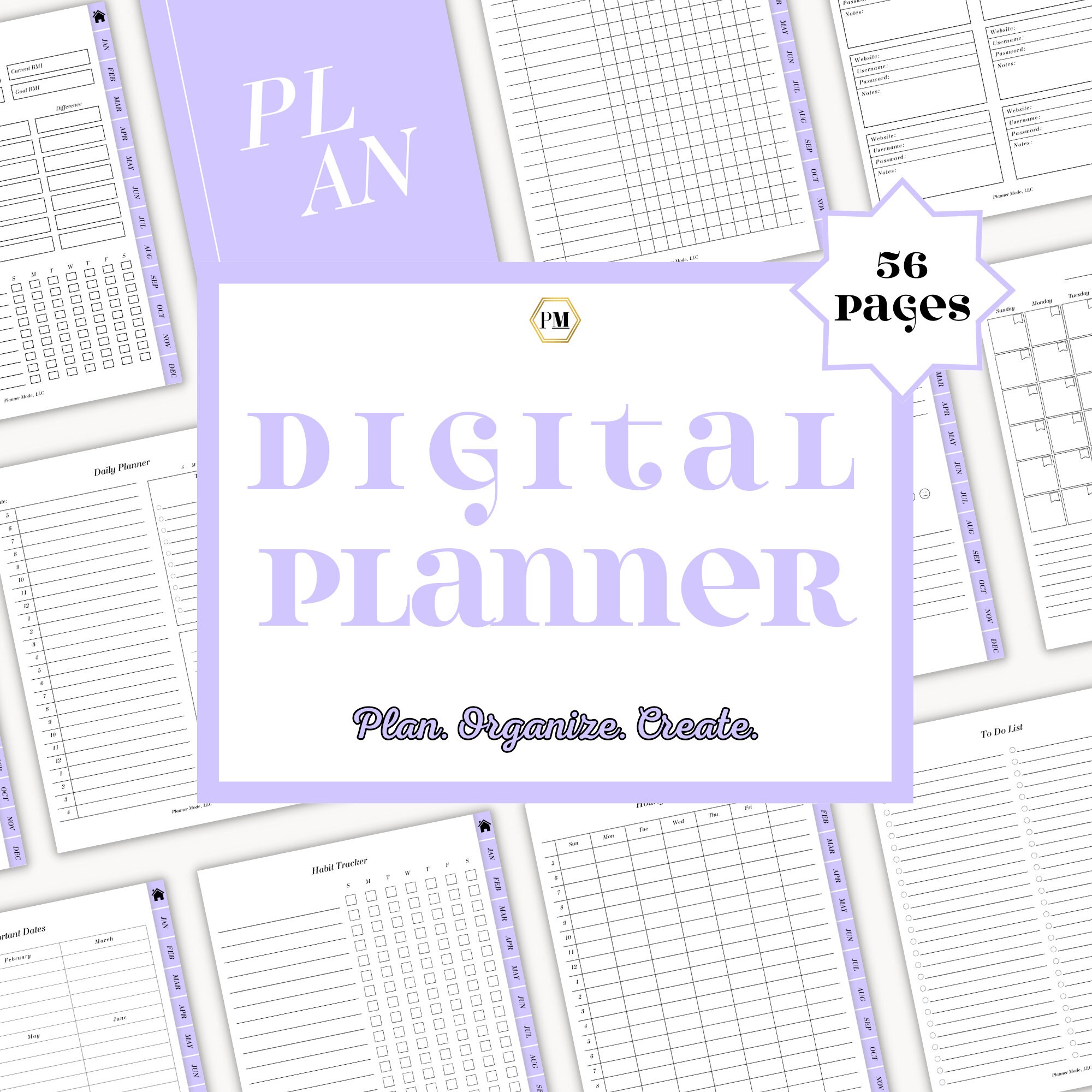 Goodnotes Planner, Undated Digital Planner, Monthly Digital Planner ...