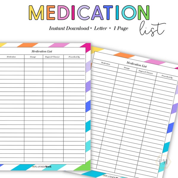 Printable Medication Log Template - Etsy