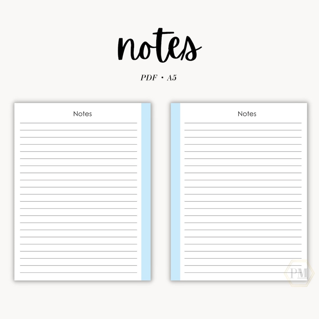 Lined Notes Printable Notes Page Note Taking Printable - Etsy
