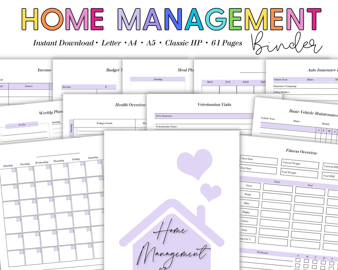 Household Binder, Home Management Binder, Home Binder, Family Household ...