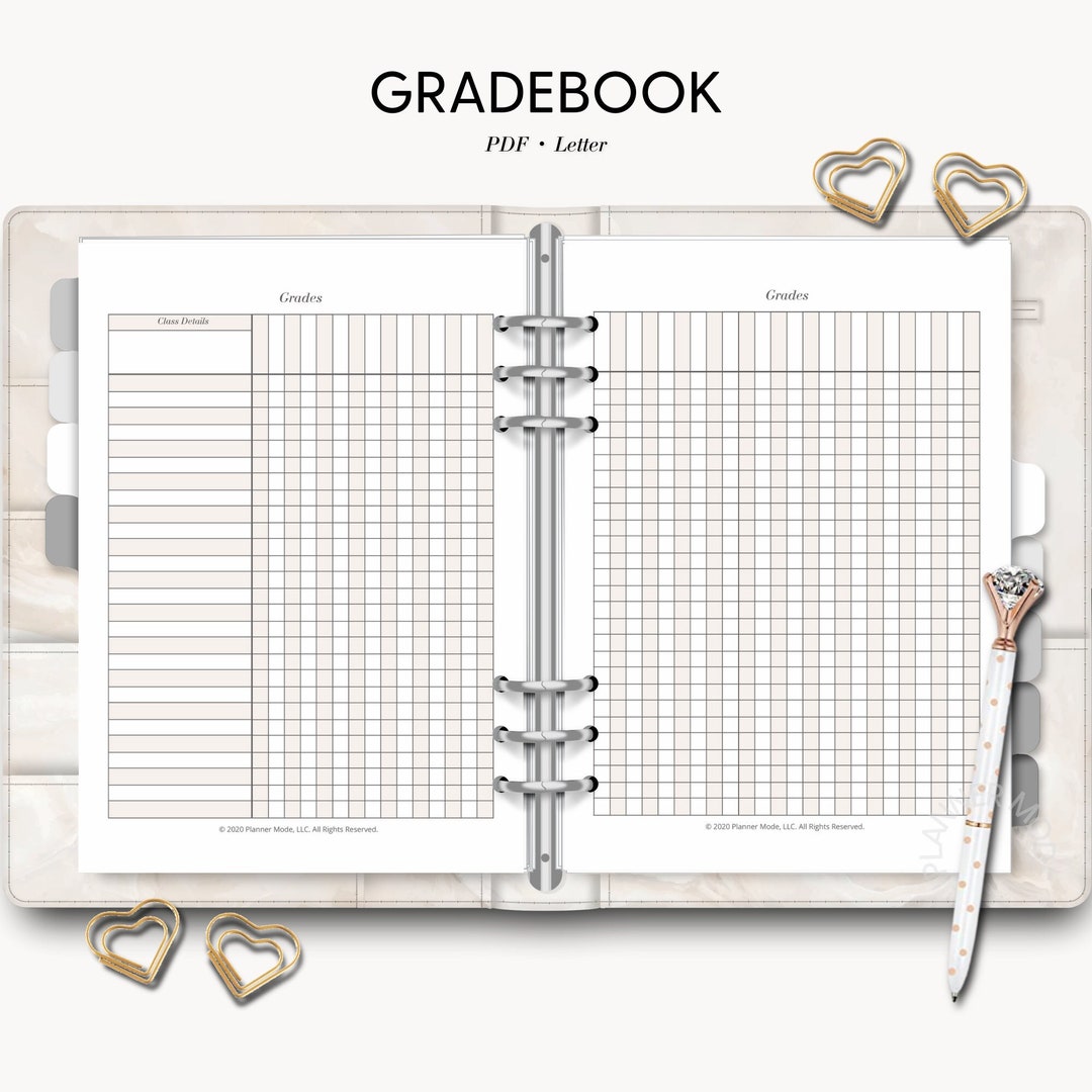 Printable Grade Book, Teacher Grading System, Grade Tracker, Digital ...