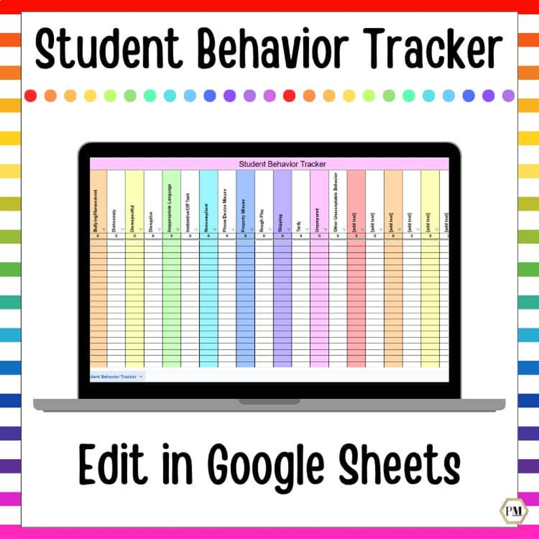 Editable Student Behavior Tracker Google Sheets, Monitor Student ...