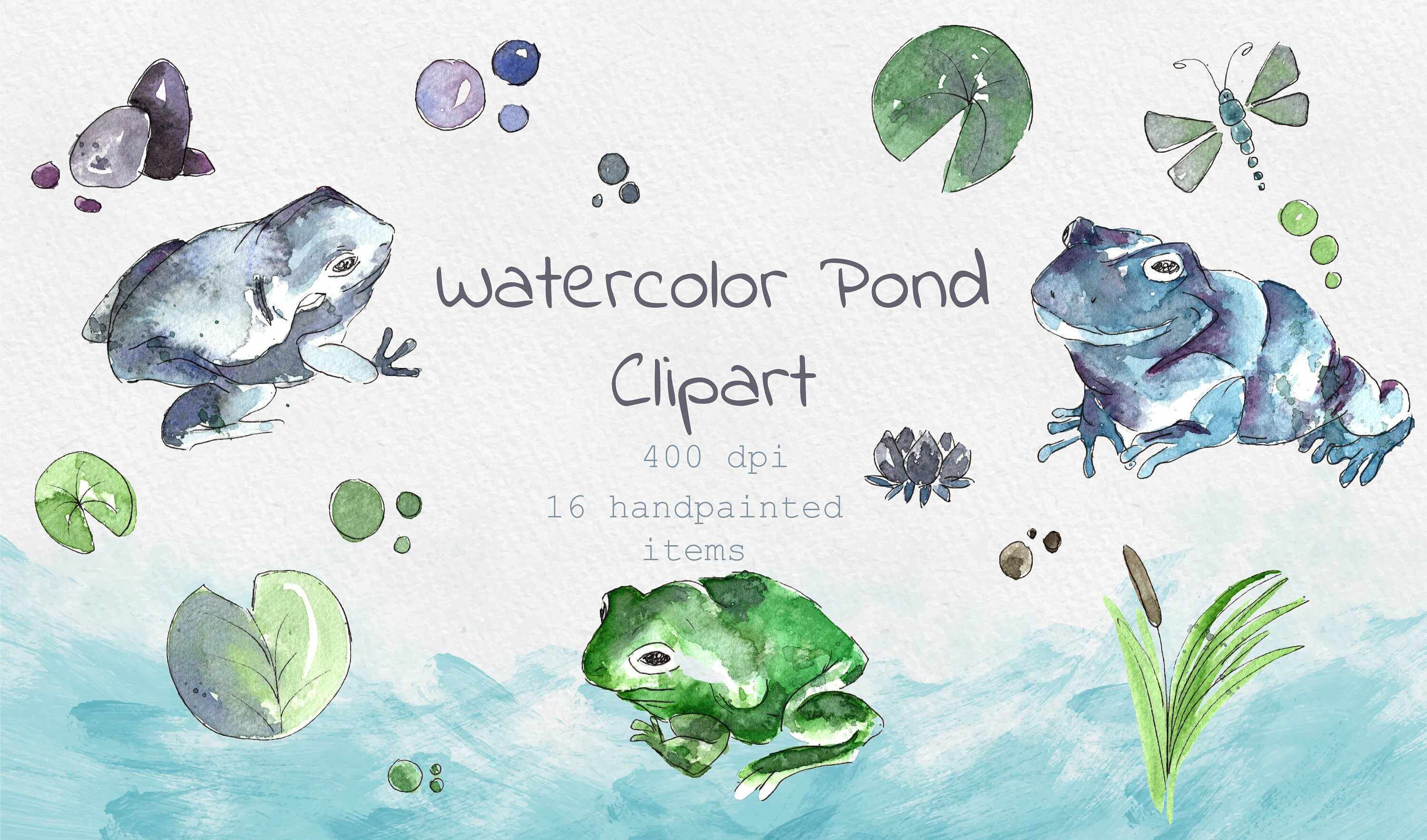 Watercolor Frog Clipart, Water Outdoor Village, Card Making, DIY ...