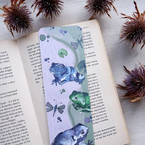 Laminated Watercolor Bookmark | Green Blue Frogs Stationary | Back to ...