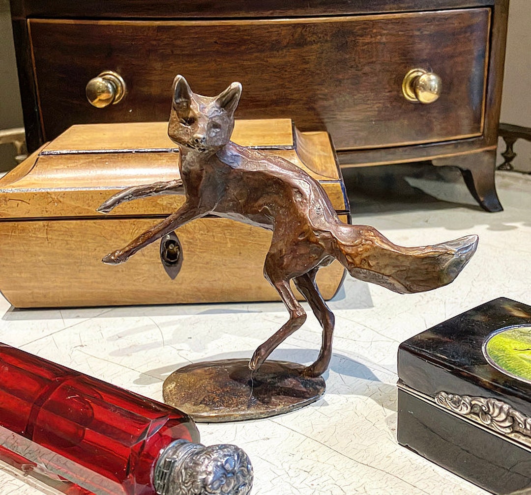 Im so Foxy A Whimsical Solid Bronze Leaping Fox Sculpture With a Warm ...