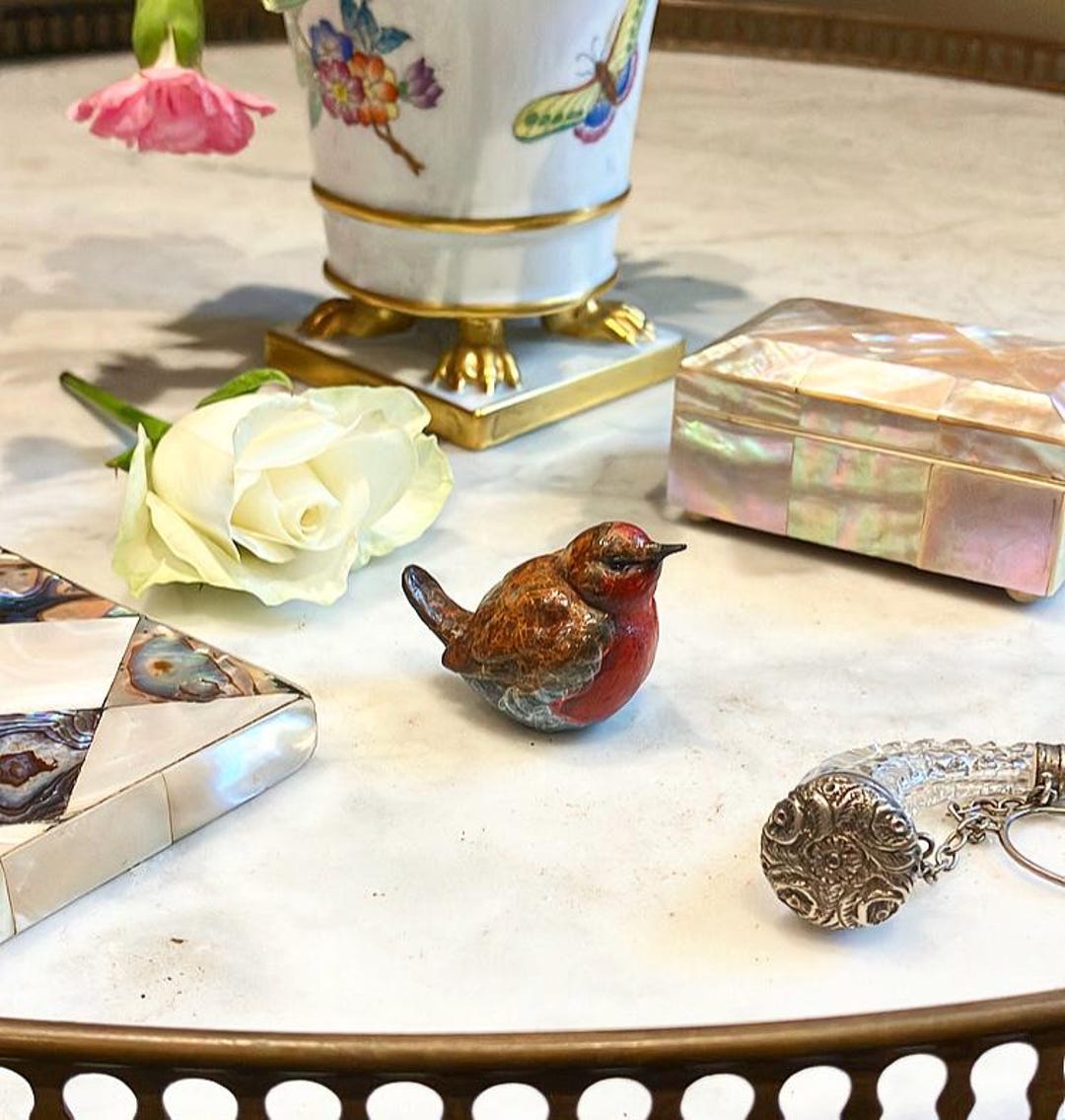 That Little Robin Always by My Side .A Charming Petite Solid Bronze ...