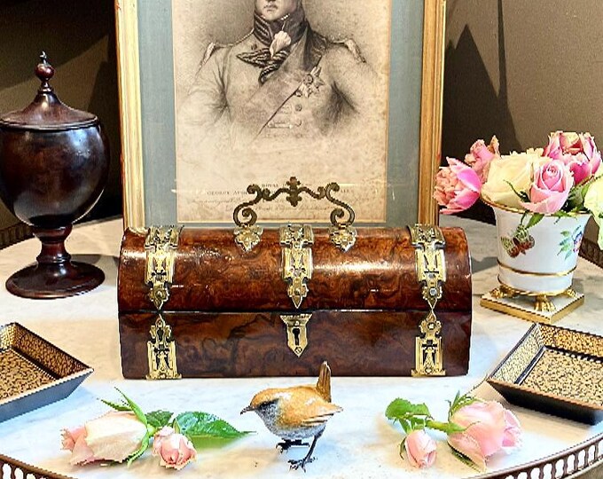 Alice You Forgot to Put My Grand Antique Brass Bound Burr Walnut Glove ...