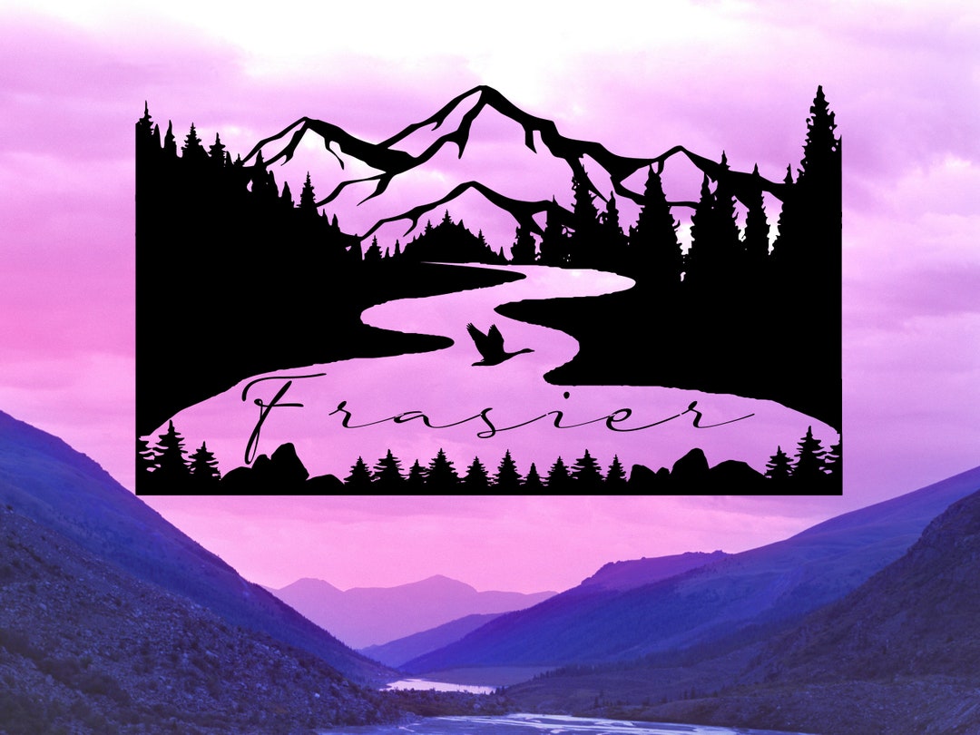 Personalized Mountains and River Decal, RV Decal, Camper Decal ...