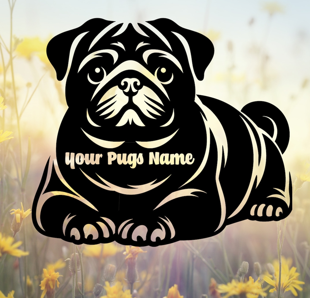 Personalized Pug Vinyl Decal, Custom Pet Decal, Pug Decal, Dog Decal ...