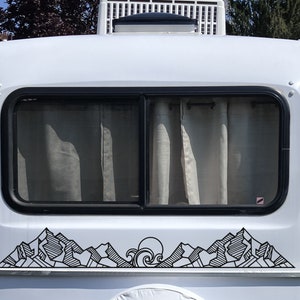 Mountain Scene Vinyl Decal, Mountains & Ocean Decal, Geometric ...