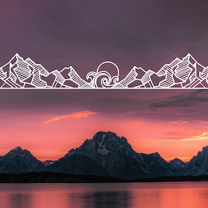 Mountain Scene Vinyl Decal, Mountains & Ocean Decal, Geometric ...