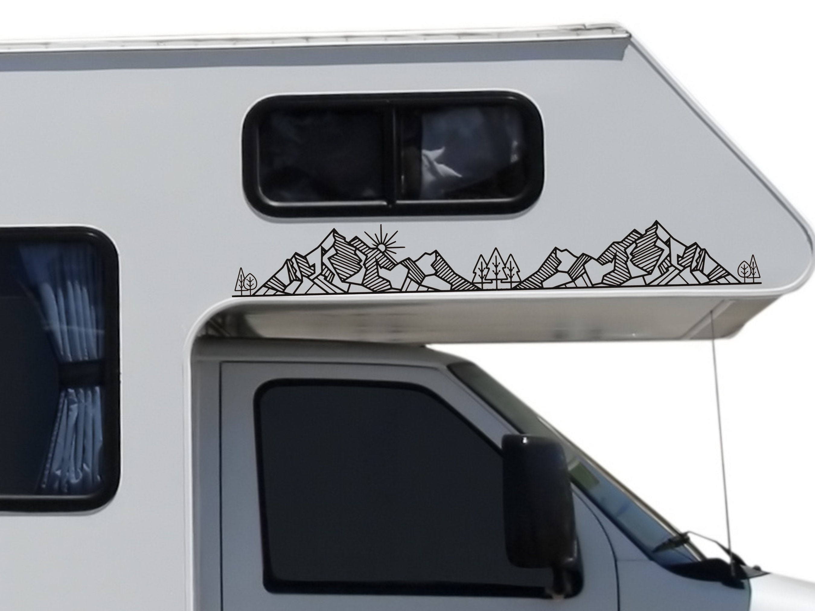 Mountain Scene Vinyl Decal Mountains & Trees Decal Camper RV - Etsy