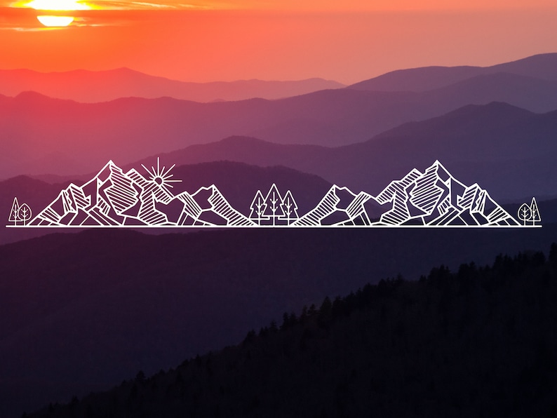 Mountain Scene Vinyl Decal Mountains & Trees Decal Camper RV - Etsy