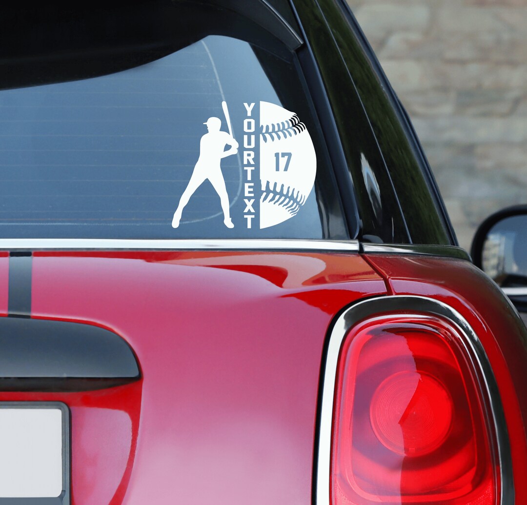 Personalized Baseball Decal, Name and Jersey Number Decal, Vinyl Decal ...
