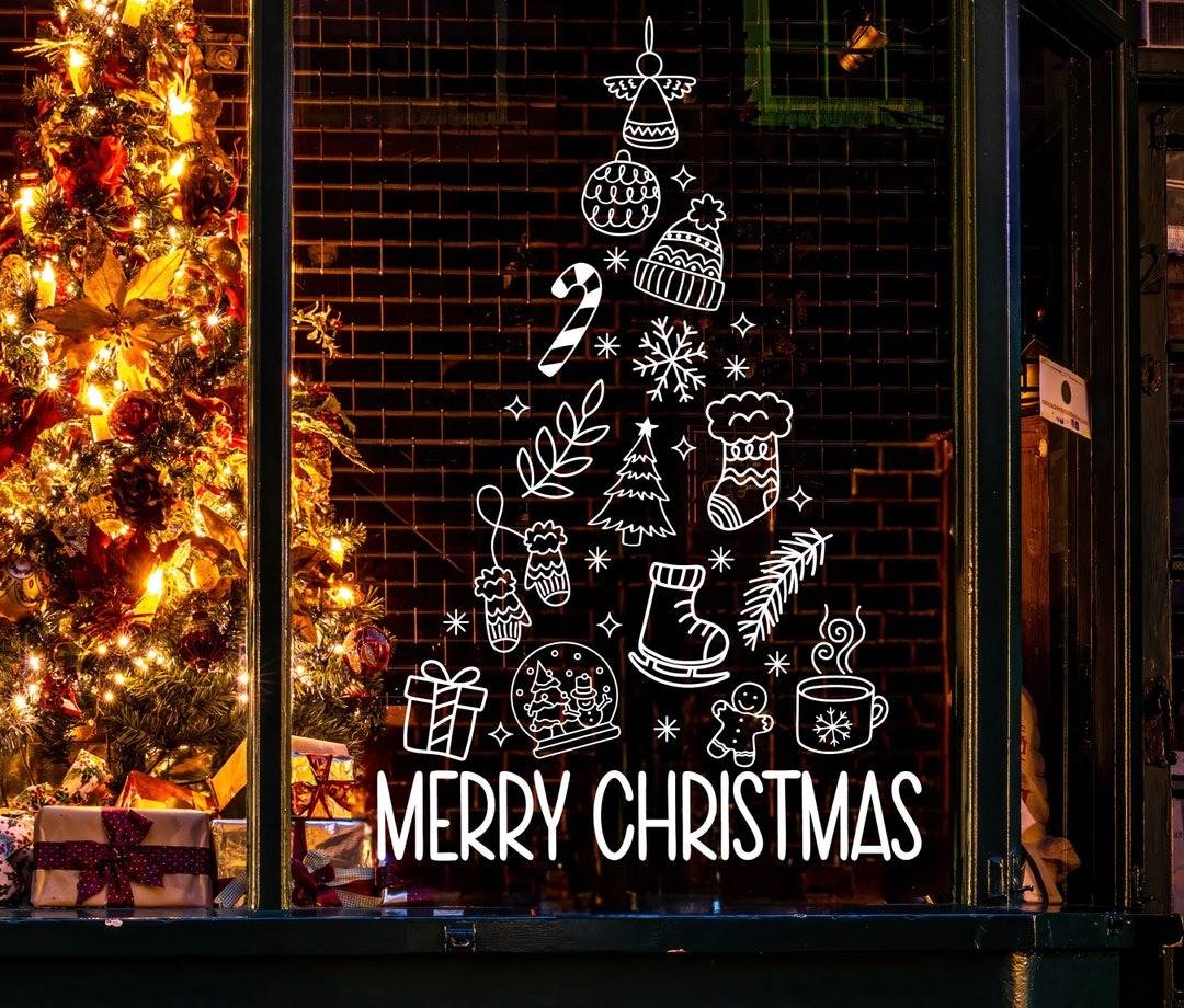 Merry Christmas Decal, Happy Holidays Window Decal, Holiday Decor ...