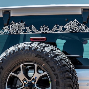 Mountain Scene Vinyl Decal, Mountains & Trees Decal, Camper RV Decal ...