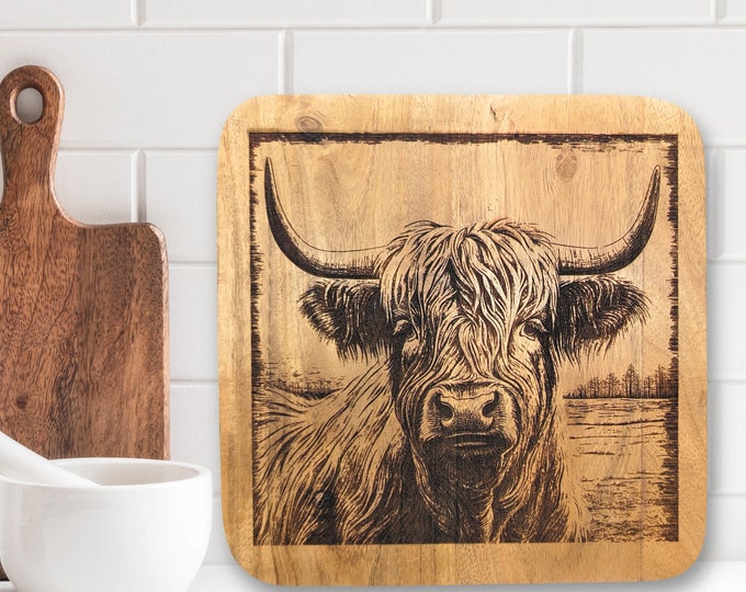 Highland Cow Wood Trivet, Kitchen Decor, Farmhouse, Gift for Cow Lover ...