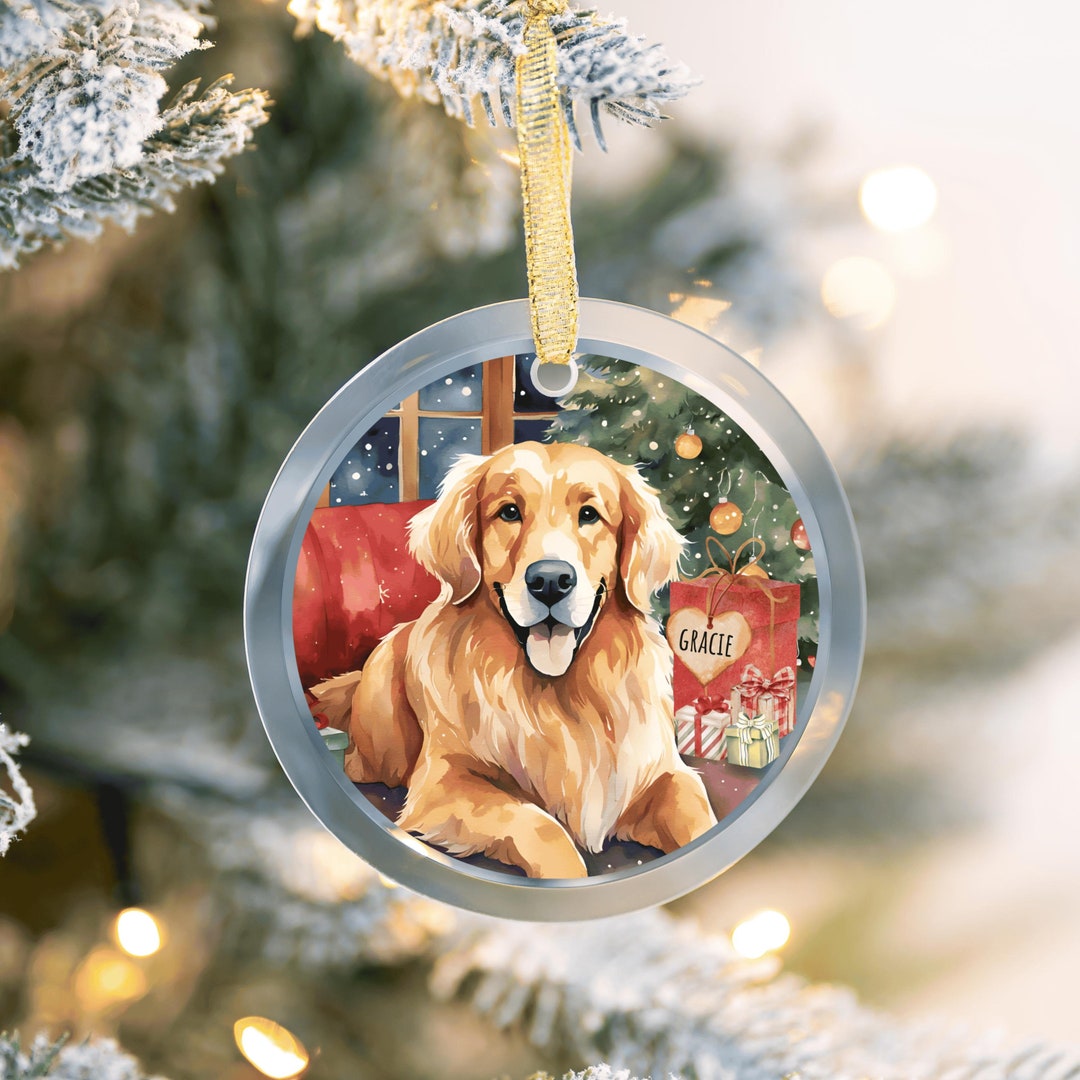 Personalized Golden Retriever Glass Ornament, Keepsake for Golden ...