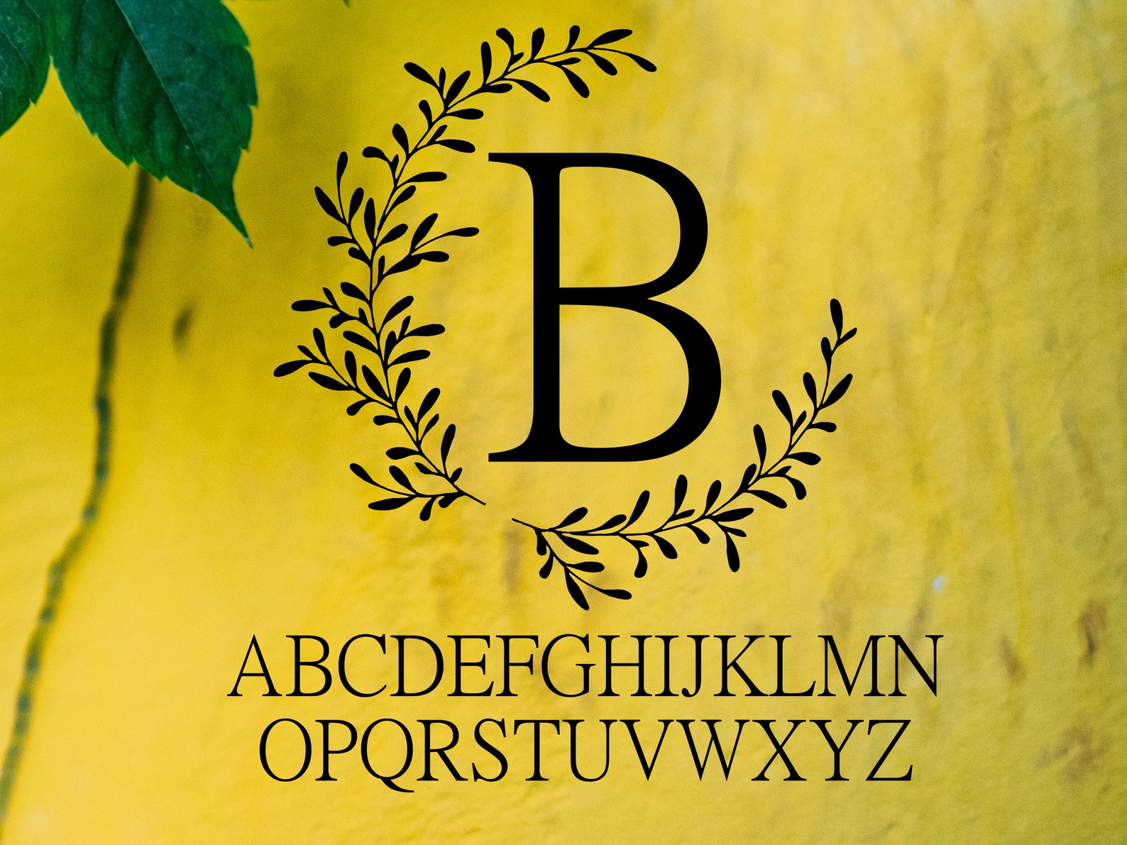 Monogram Laurel Wreath Decal Glass Door Decal Front Door - Etsy