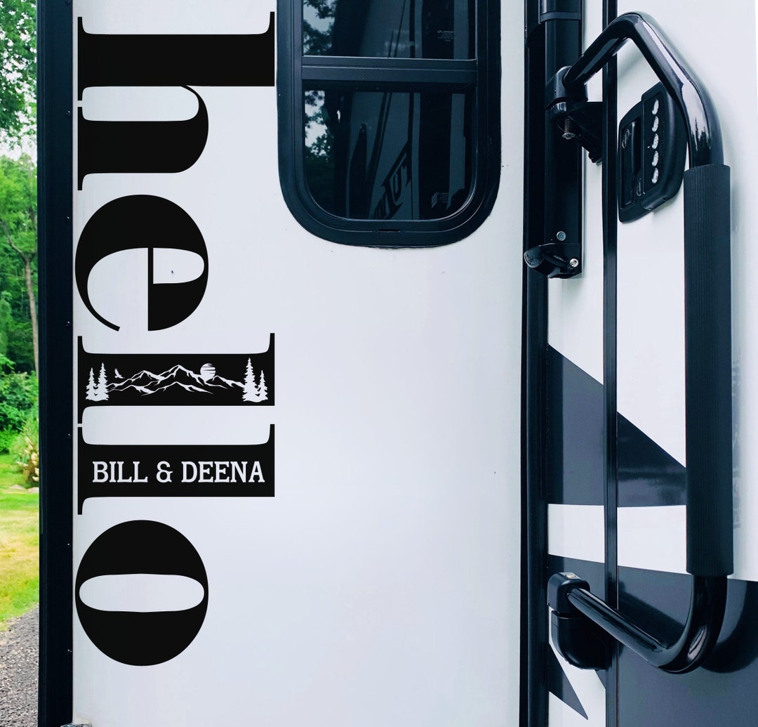 Personalized Hello Decal, Custom RV Decal, Camper Decal, Camping ...