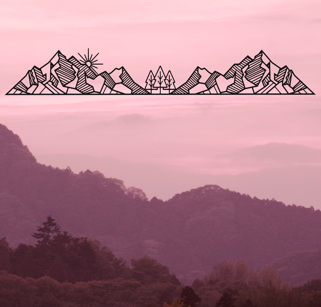 Mountain Scene Vinyl Decal, Mountains & Trees Decal, Camper RV Decal ...