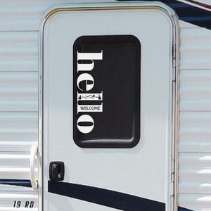 Personalized Hello Decal, Custom RV Decal, Camper Decal, Camping ...