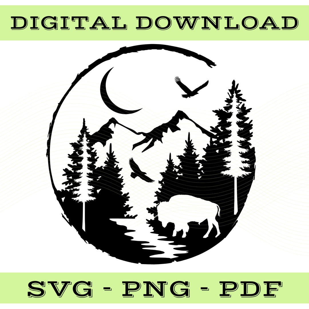 Buffalo SVG File, Bison PNG, Digital Download, Bison Monogram Digital ...