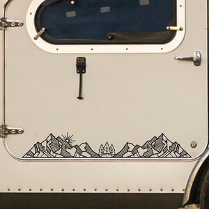 Mountain Scene Vinyl Decal, Mountains & Trees Decal, Camper RV Decal ...