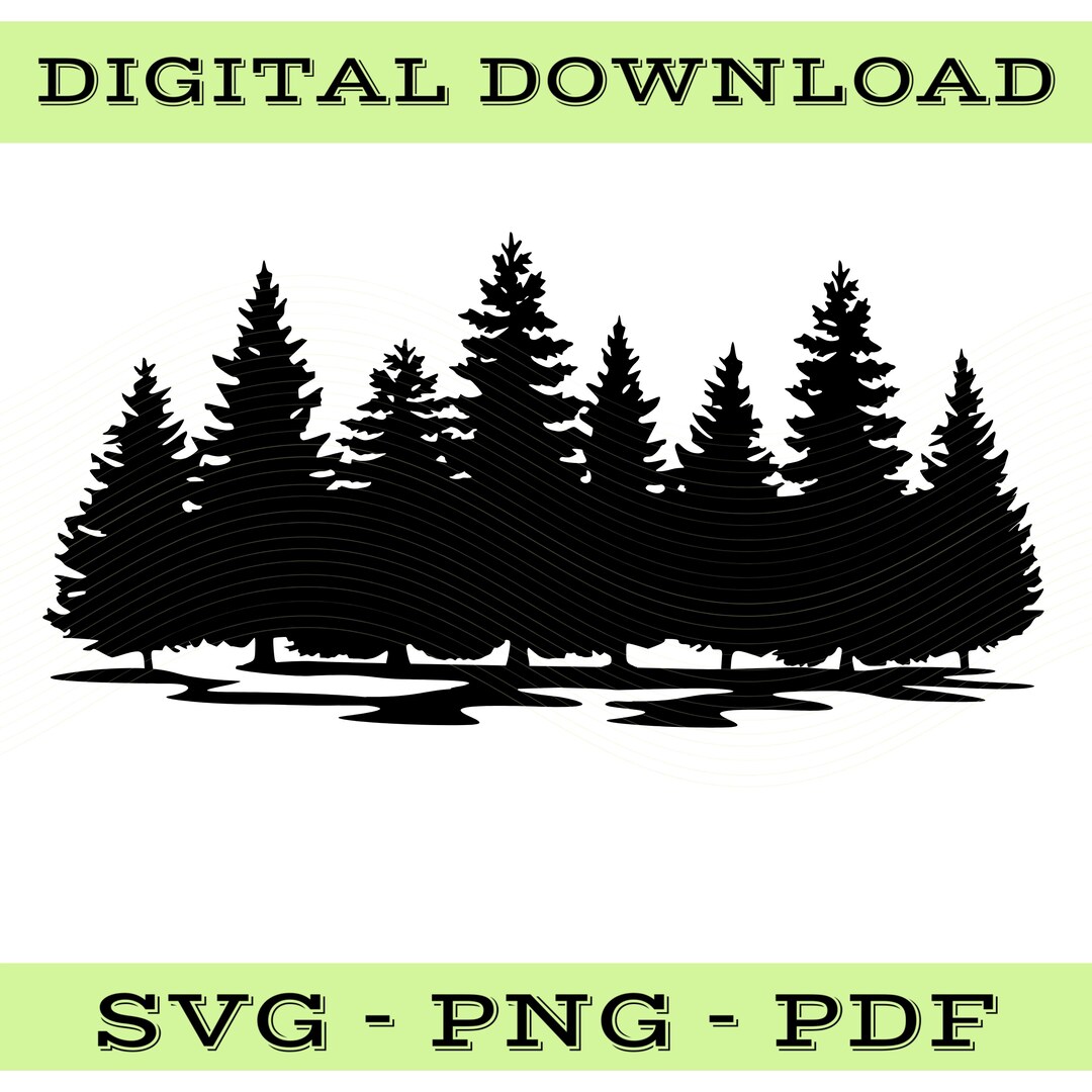Trees SVG File, Trees and Water PNG, Digital Download, Outdoors, Nature ...
