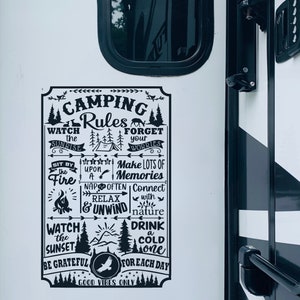 Camping Rules Decal, Camper Decal, Good Vibes Only Decal, RV Decal, RV ...