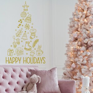 Merry Christmas Decal, Happy Holidays Window Decal, Holiday Decor ...