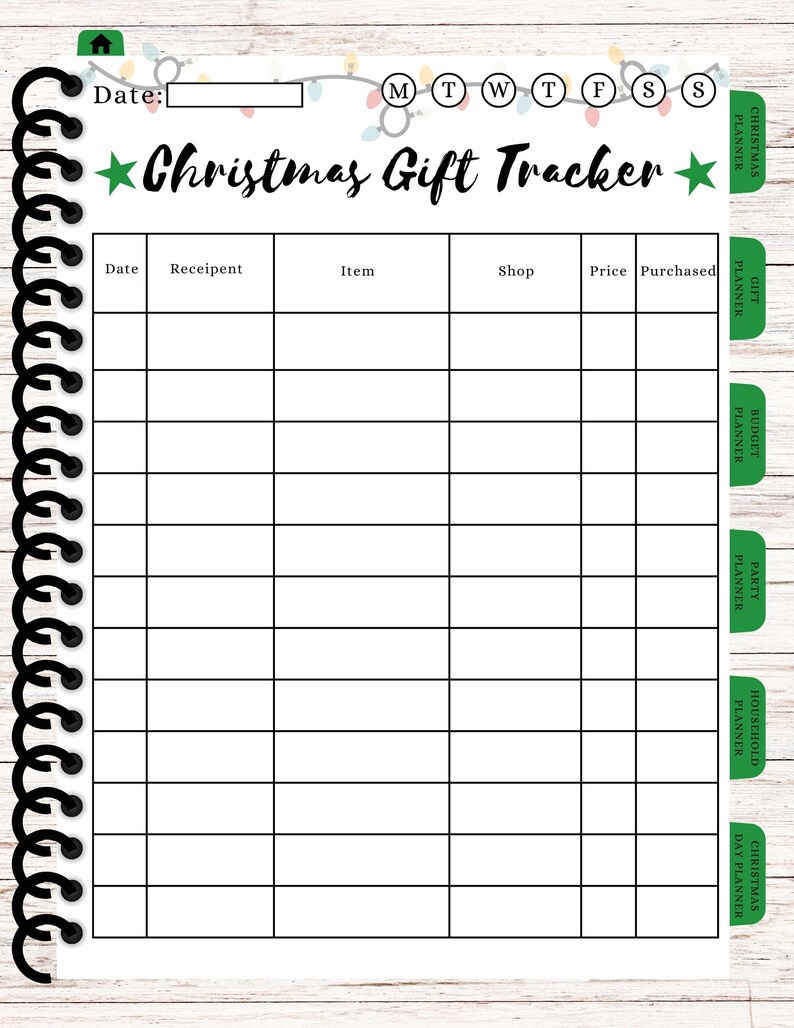 Christmas Planner Printable: Holiday Shopping, Gift Tracker (PDF ...