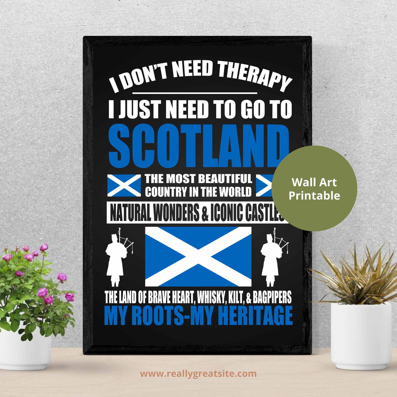 Scottish Art Download 5 PNG Pack | Scottish Art Decor | Scotland Prints ...