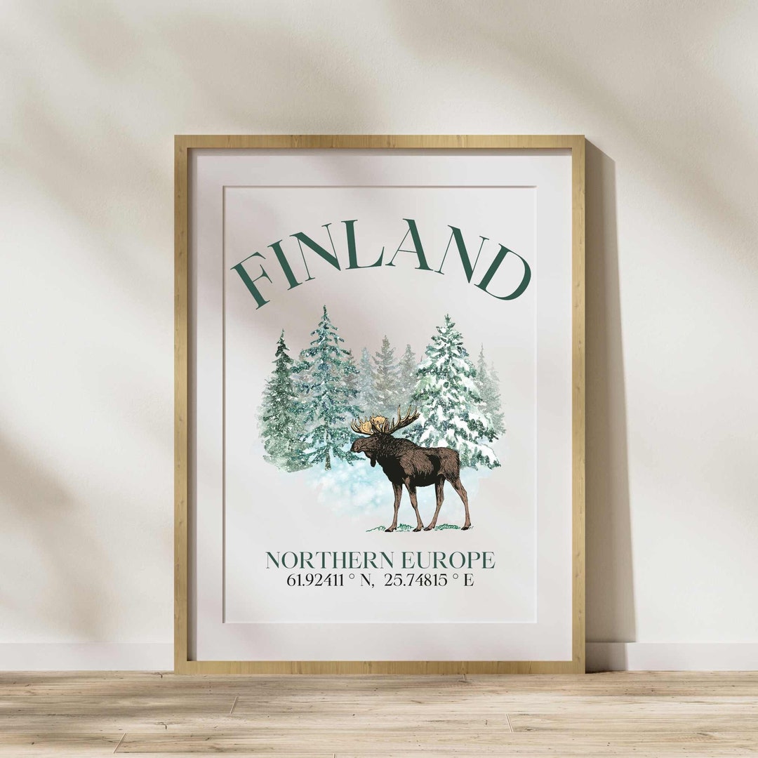 Finnish Printable Wall Art, Finnish Print, Finland Moose Art, Finnish Wall Art, Finland Gift ...