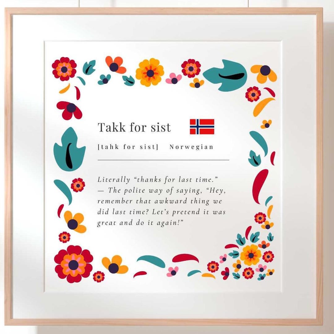 Norwegian 'takk for Sist' Definition Print (digital Download) - Etsy