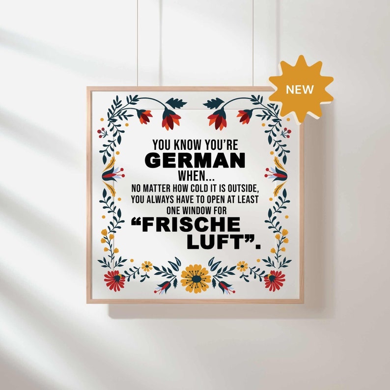 German Funny Print Folk Art, German Gift, German Decor, German Folk Art ...