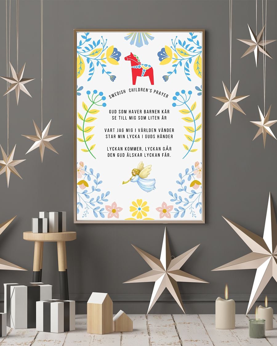 A Swedish Children's Prayer Wall Art Instant Download, Swedish ...