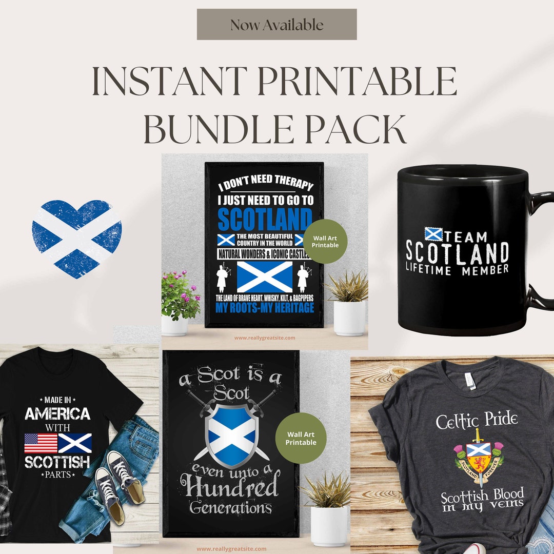 Scottish Art Download 5 PNG Pack | Scottish Art Decor | Scotland Prints ...