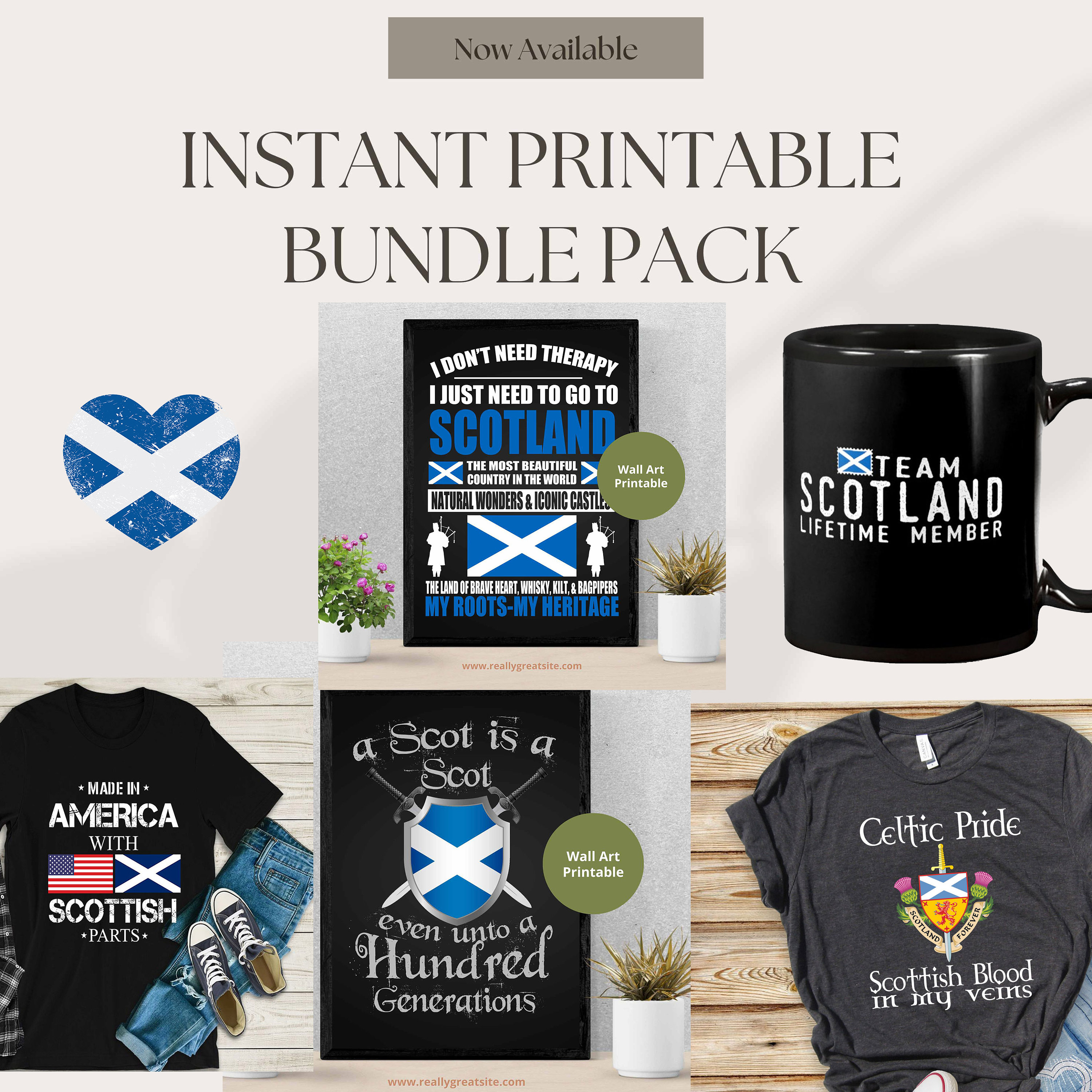 Scottish Art Download 5 PNG Pack | Scottish Art Decor | Scotland Prints ...