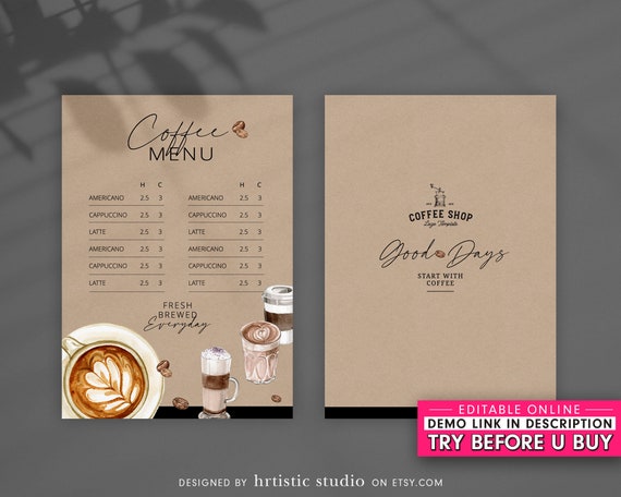 Coffee Shop Menu Card Design