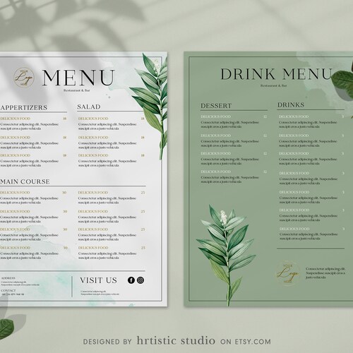 Editable Template Price List Restaurant Food Menu DIY - Etsy