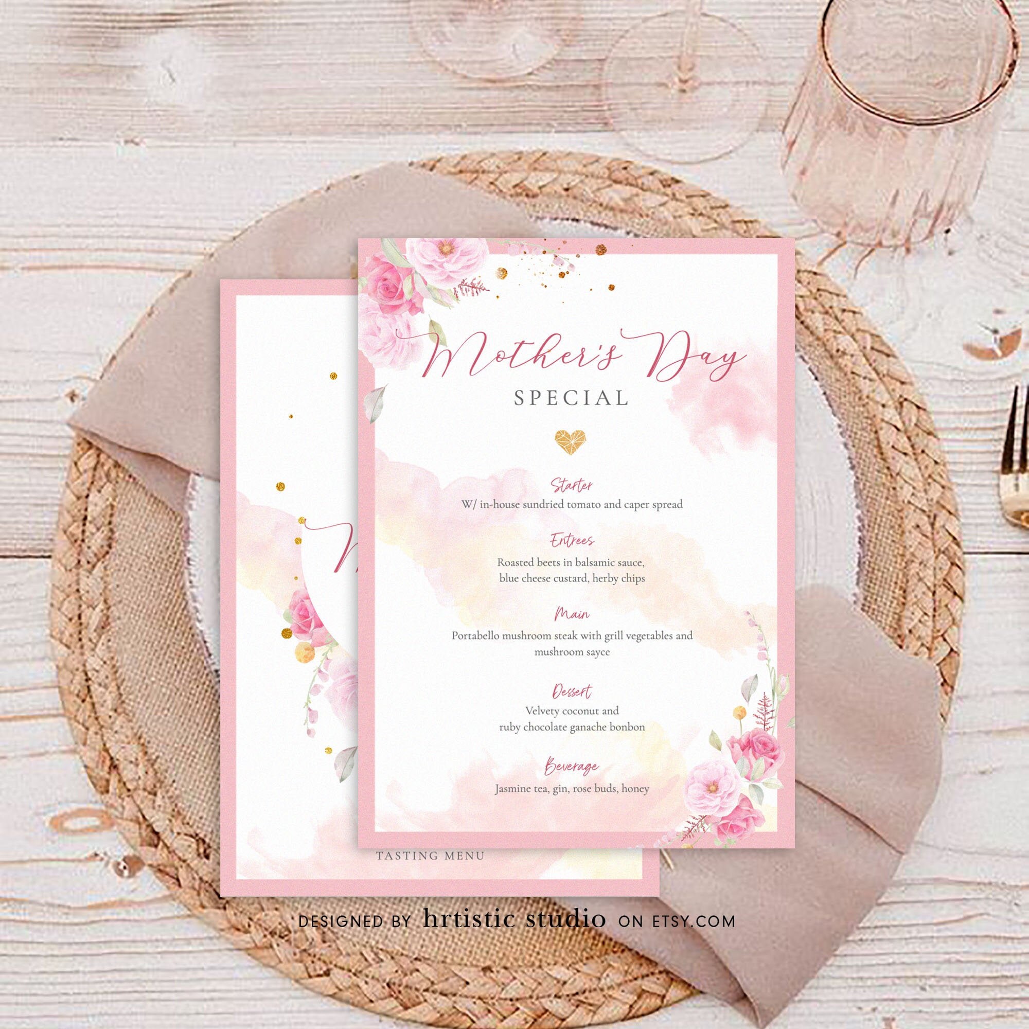 Self-edited Food Menu Template Dinner Lunch Menu Card - Etsy
