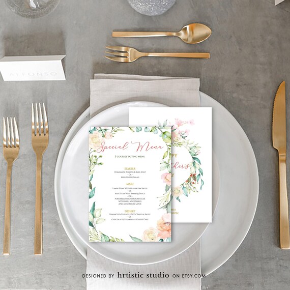 Self-edited Food Menu Template Dinner Lunch Menu Card | Etsy