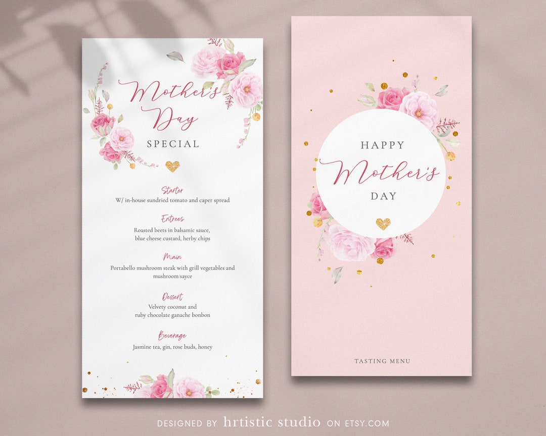 Self-edited Food Menu Template, Dinner Lunch Menu Card, Mothers Day ...