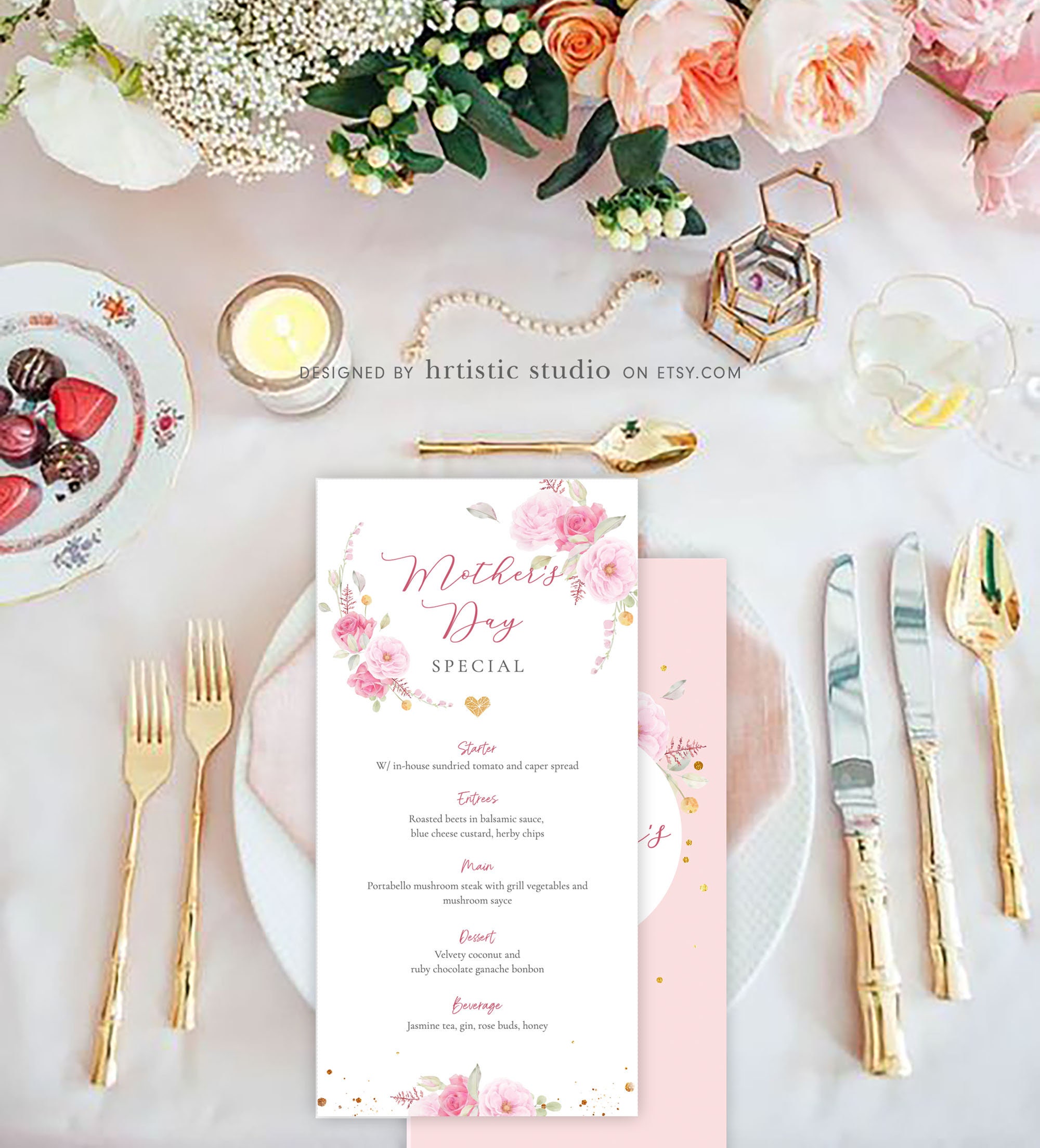 Self-edited Food Menu Template, Dinner Lunch Menu Card, Mothers Day ...